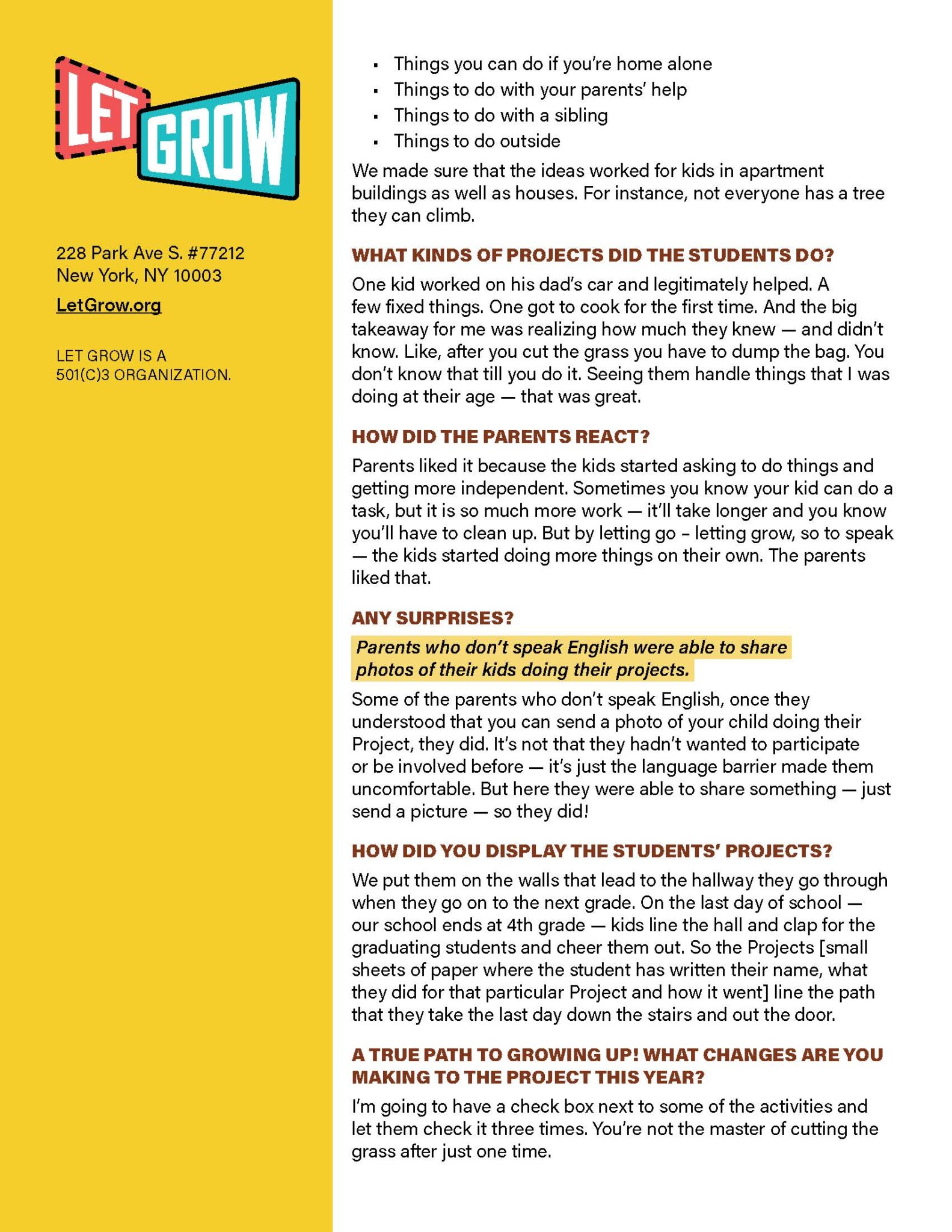 School Case Study-Roanoke Project - Let Grow